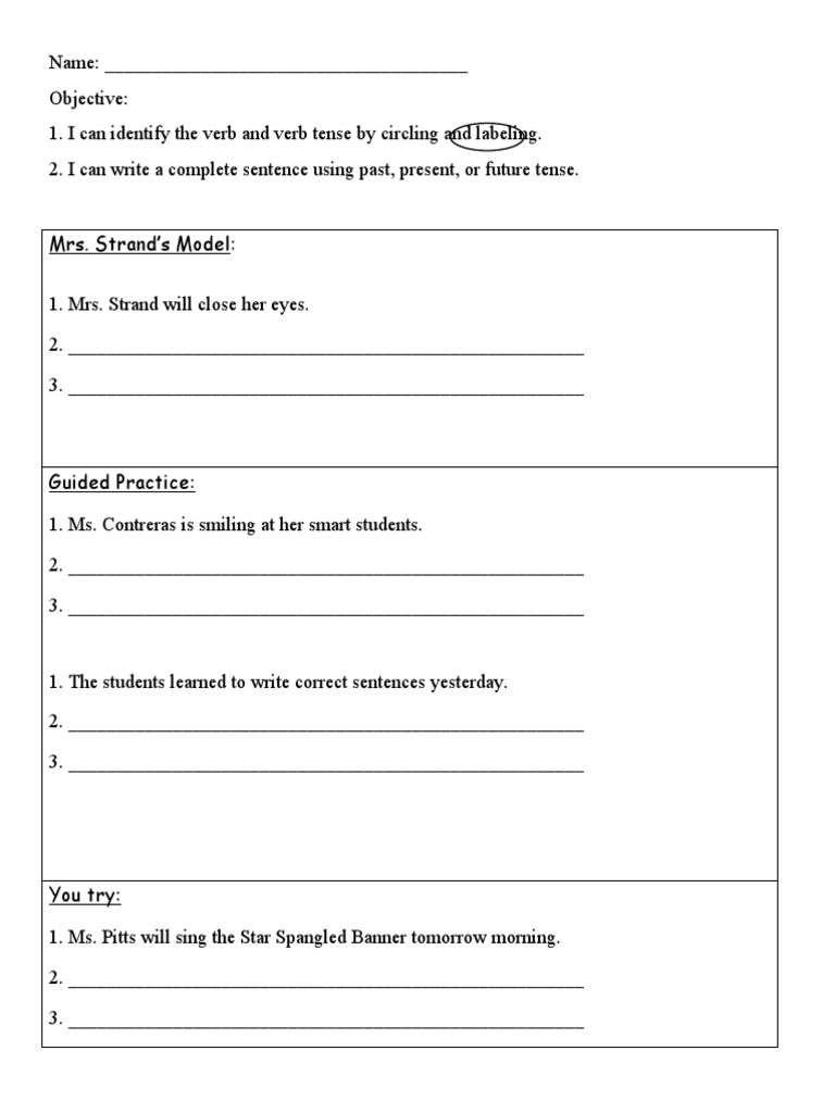 Verb Tense Lesson Assessment | PDF