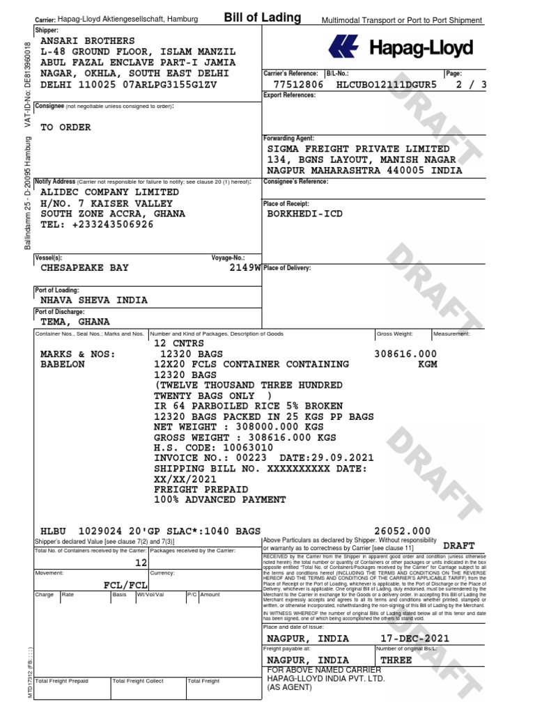 Hapag-Lloyd Aktiengesellschaft, Hamburg: Multimodal Transport or Port ...