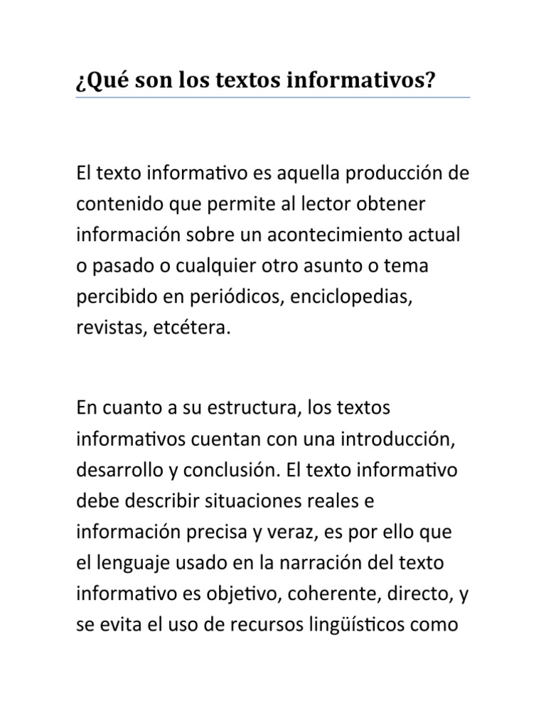 Qué Son Los Textos Informativos de Castellano | PDF | Método científico ...