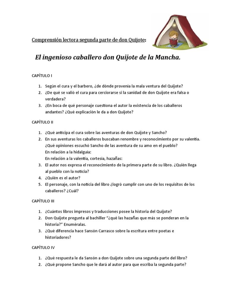 Comprensión Lectora - Don Quijote 2da Parte | PDF | Don Quijote