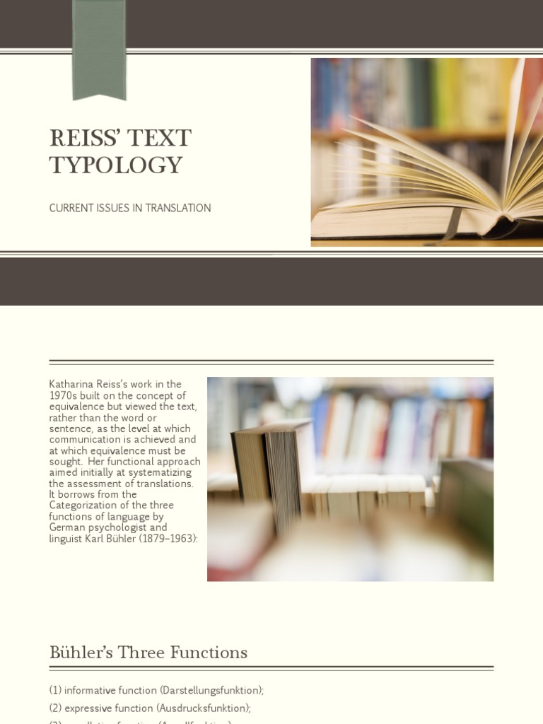 Reiss's Text Typology in Translation | PDF
