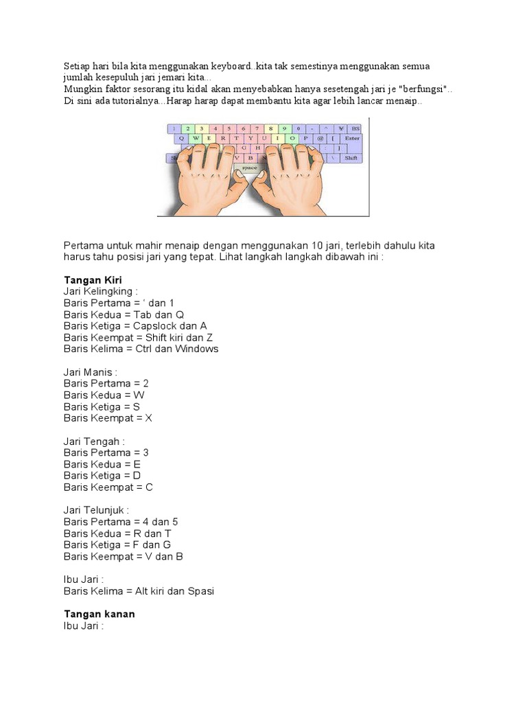 Cara Menaip Menggunakan Keyboard | PDF