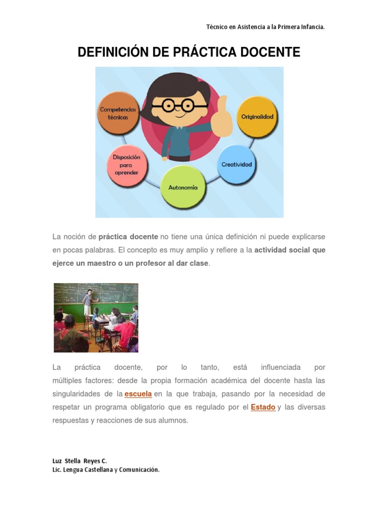 Definición de Práctica Docente | PDF | Maestros | Aprendizaje