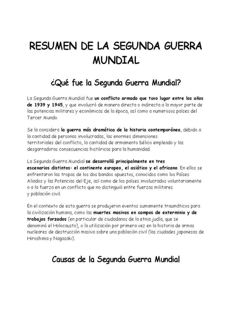 Resumen de la Segunda Guerra Mundial | PDF | Segunda Guerra Mundial ...