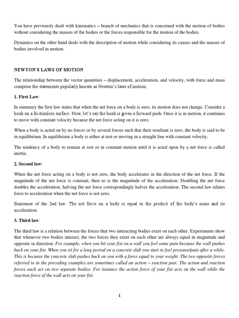 1a. Newtons - Laws - of - Motion - II | PDF | Force | Velocity