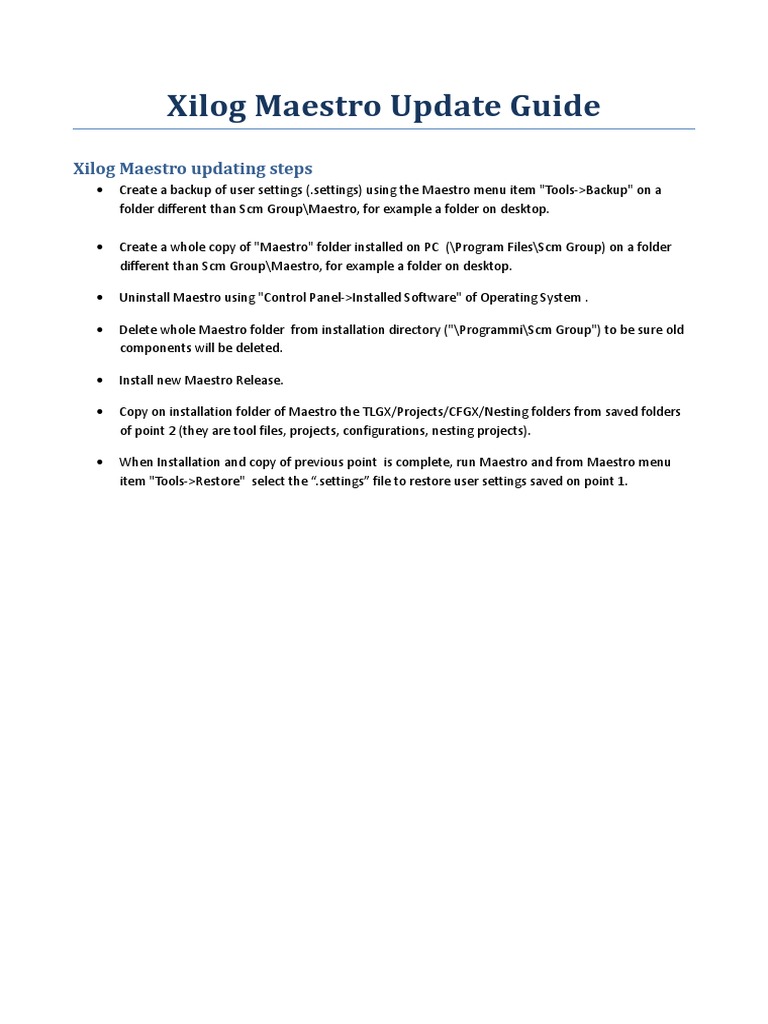 Xilog Maestro Update Guide | PDF