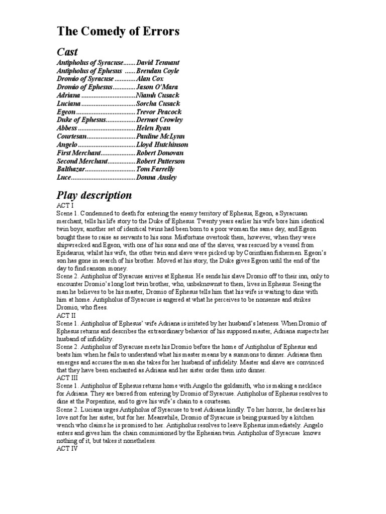 Shakespeare - The Comedy of Errors | PDF | The Comedy Of Errors