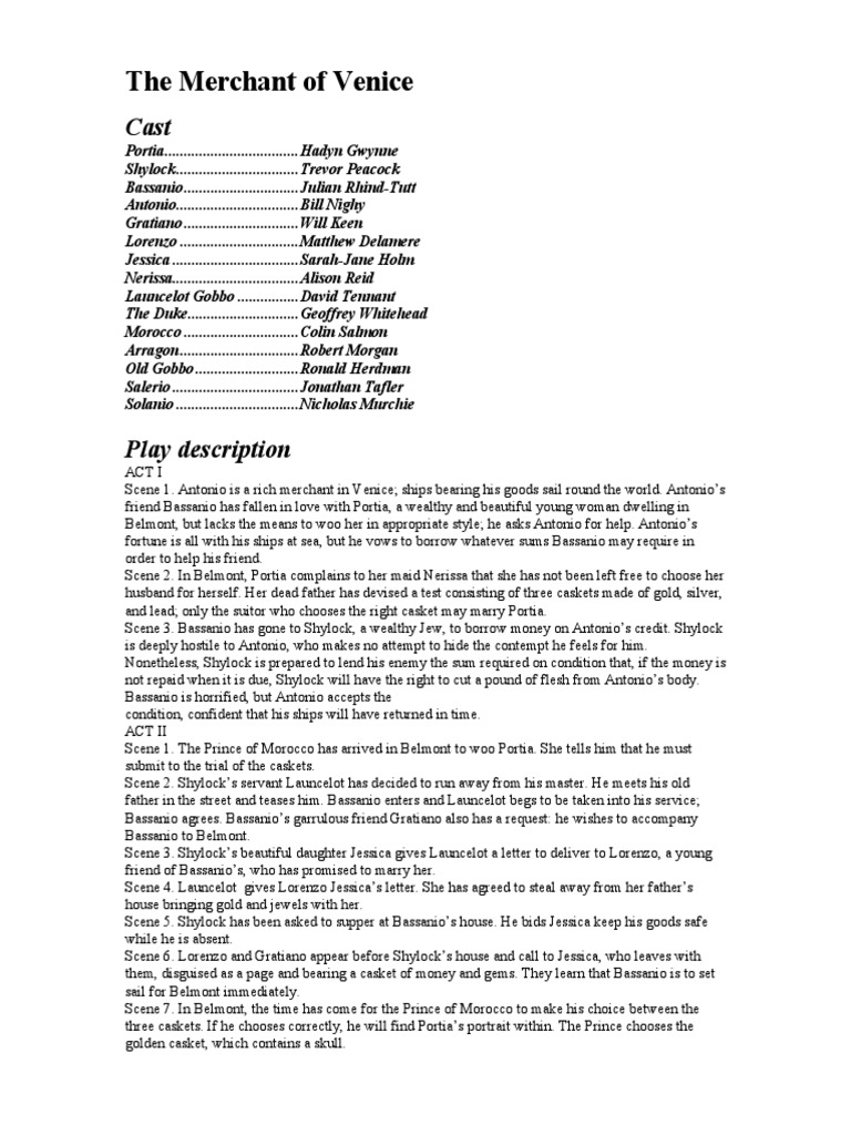 Shakespeare - Merchant of Venice | PDF | The Merchant Of Venice ...