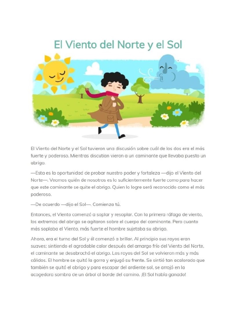 Fichas De Fábulas Sobre El Viento Y El Sol 🌞 Vacaciones,