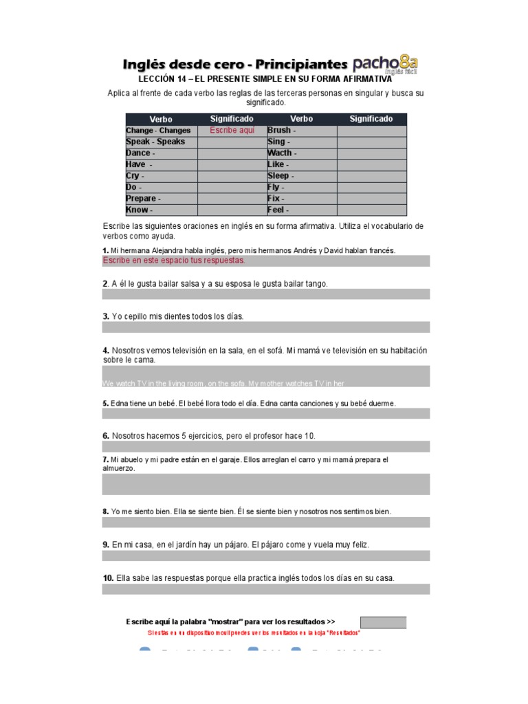 Lección 14 - El Presente Simple y Sus Reglas | PDF