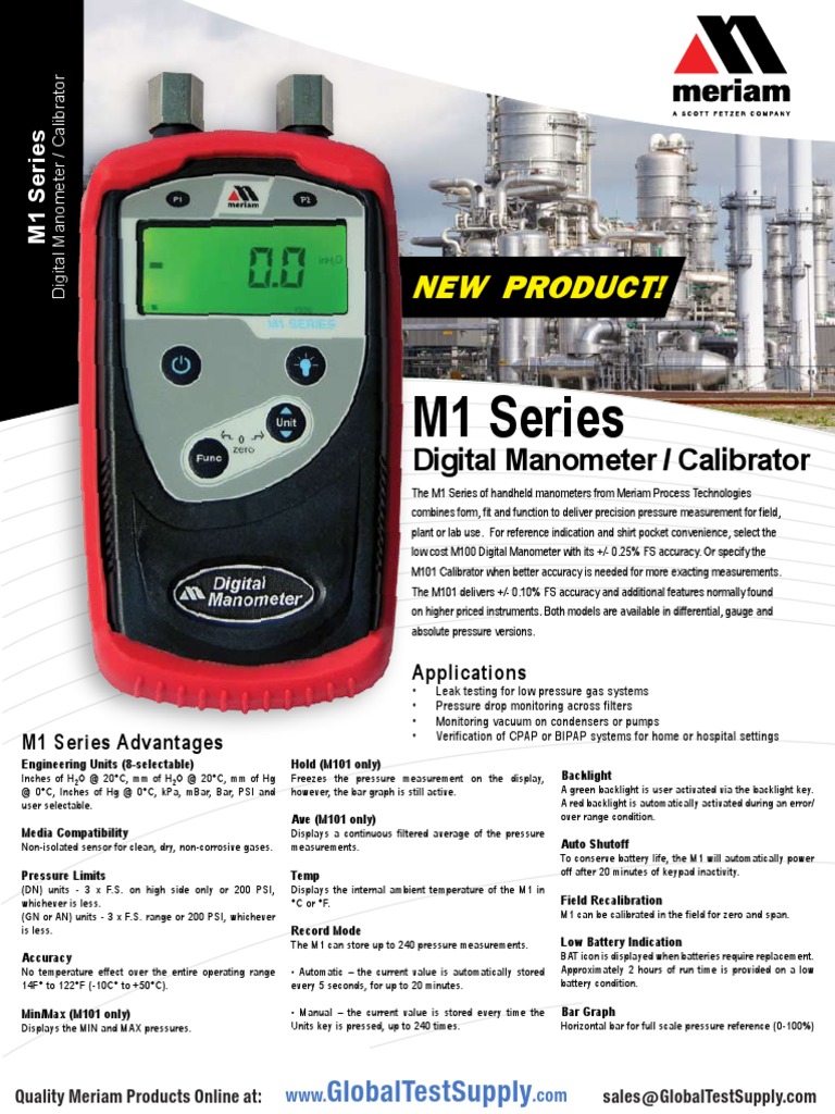Meriam m101 gn0015 Manometer Datasheet | PDF | Pressure Measurement ...