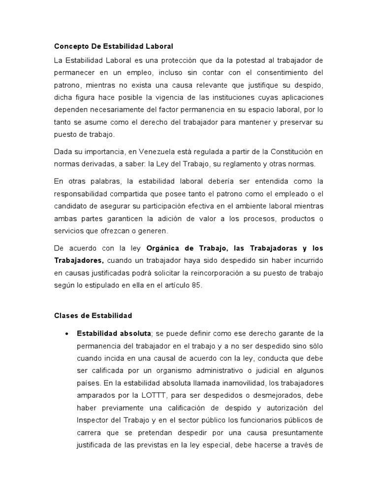 Estabilidad Laboral | PDF | Ciencias sociales | Instituciones sociales