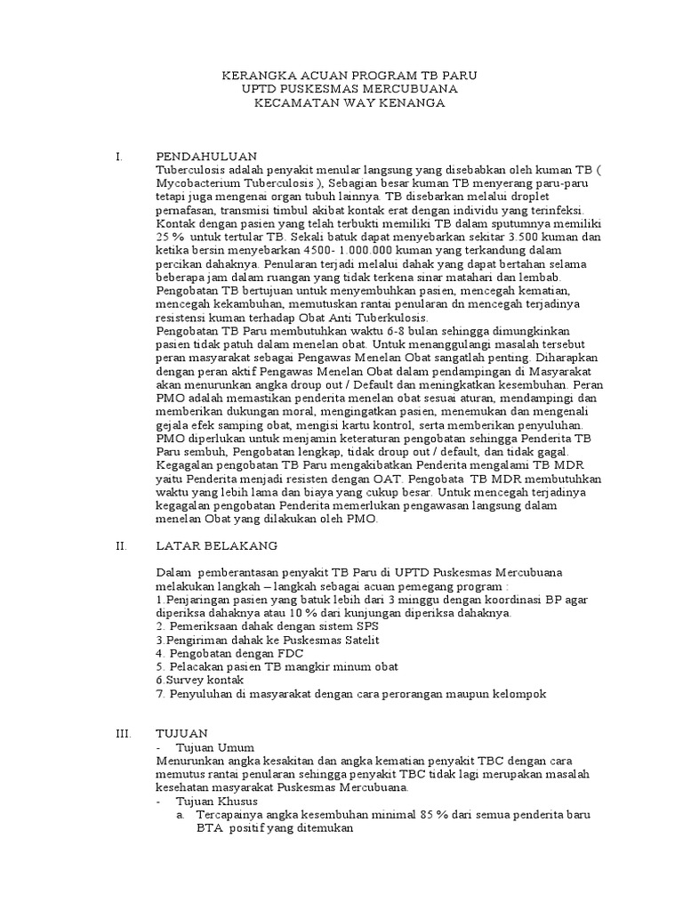 Kerangka Acuan Program TB Paru | PDF