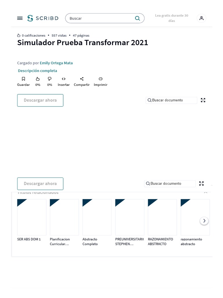 Simulador Prueba Transformar 2022 PDF | PDF