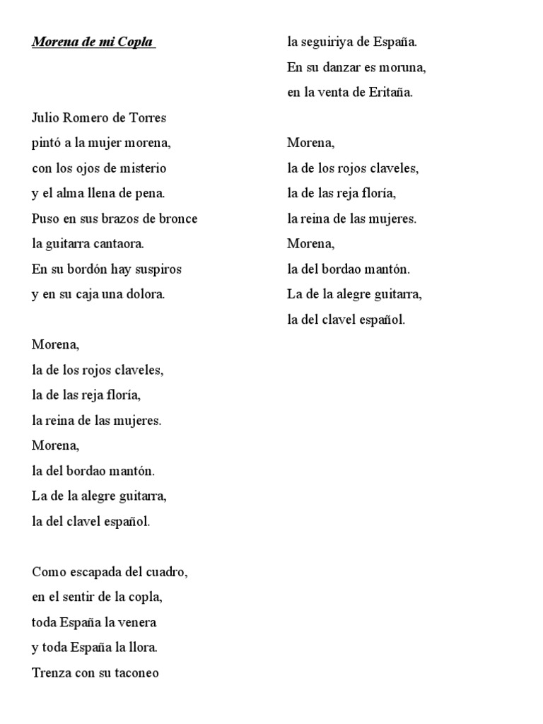 Morena de Mi Copla | PDF | Poesía