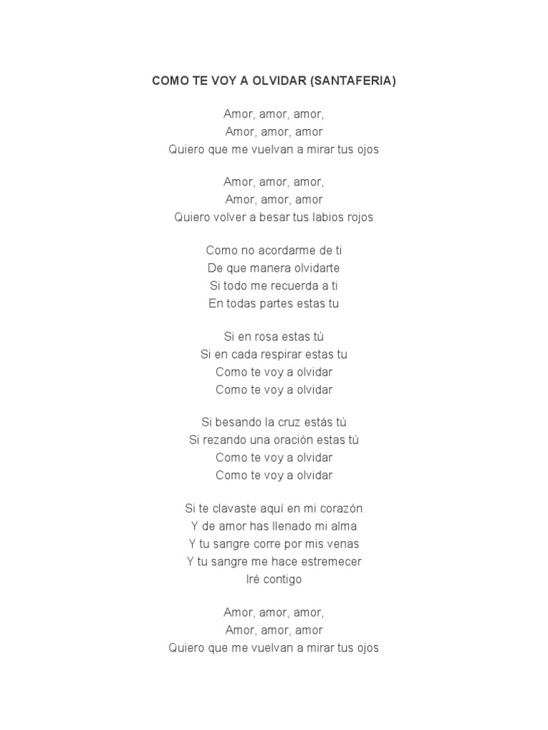 Como Te Voy A Olvidar Letra | PDF Como Te Voy A Olvidar Letra | PDF