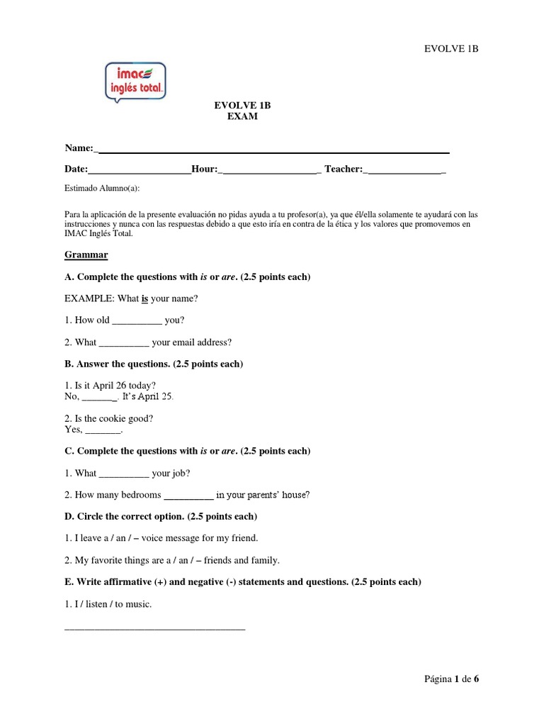 Exam Evolve 1b | PDF