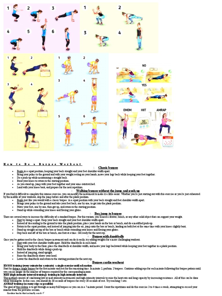 Burpee Workout Variations Guide | PDF | Management Of Obesity ...