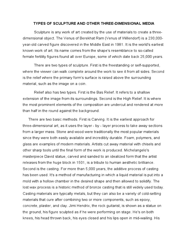 Types of Sculpture and Other Three-Dimensional Media | PDF | Casting ...