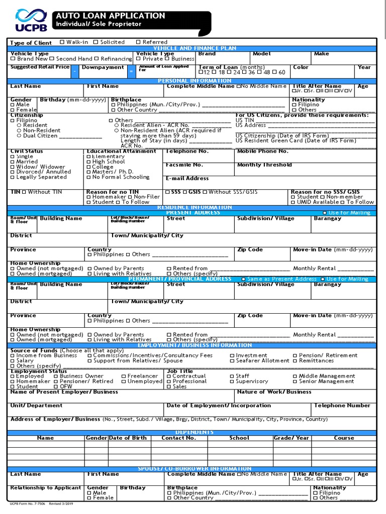 Auto Loan Application Form | PDF | Insurance | Security Interest