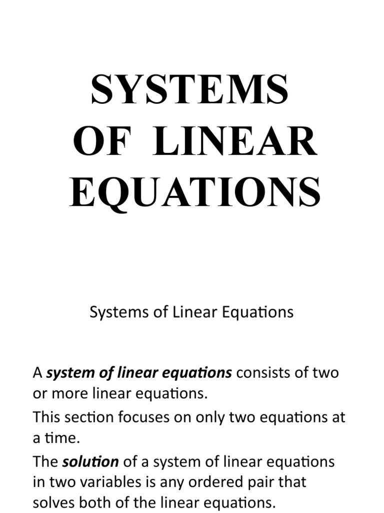 Math 8 Lesson 11 System of Linear Equations | PDF | Equations | Line ...