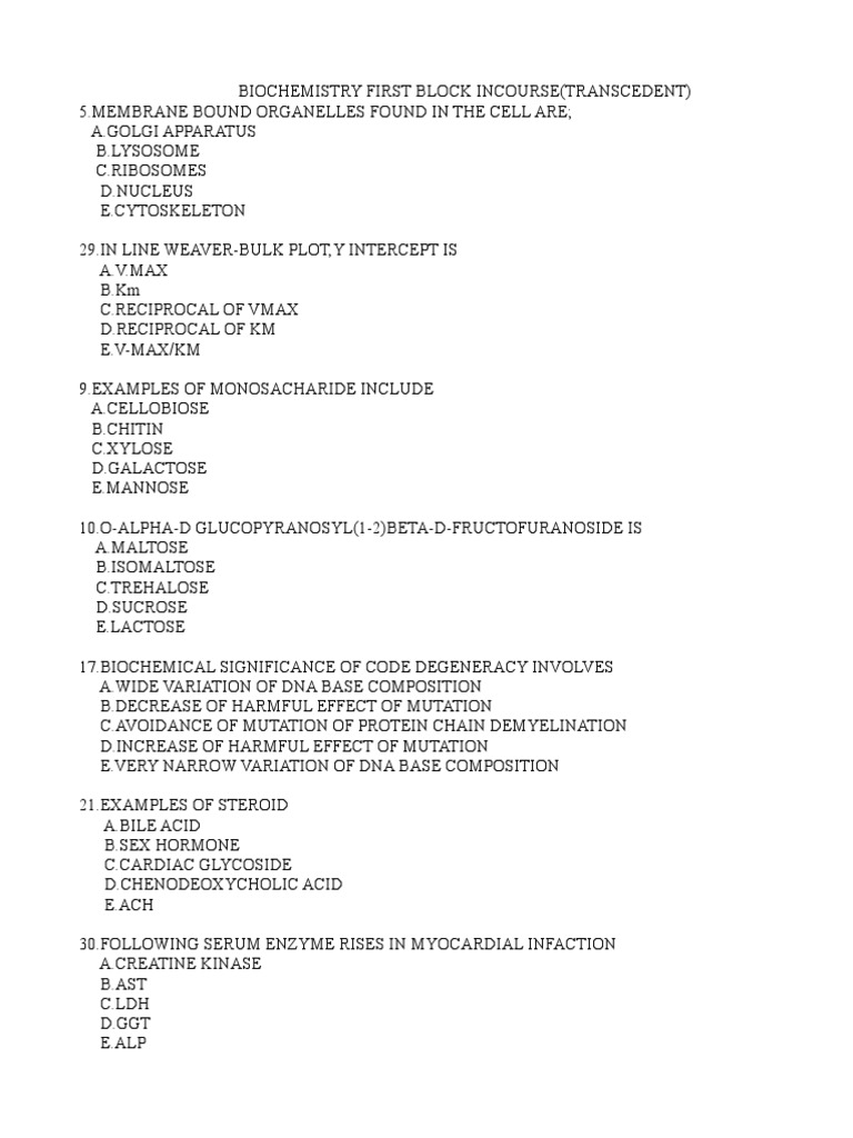 BCH MCQ For First Block | PDF | Enzyme | Proteins