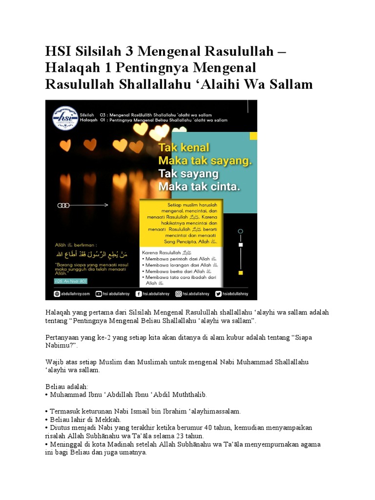HSI Silsilah 3 Mengenal Rasulullah | PDF