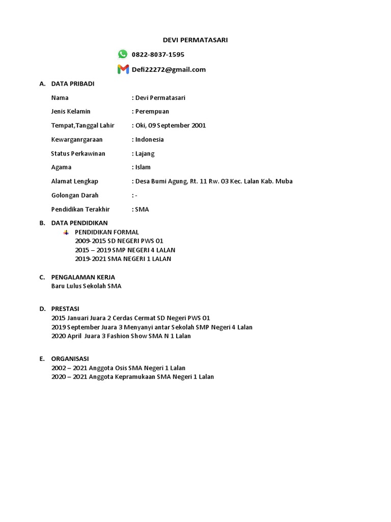Cv Devi Permatasari Pdf