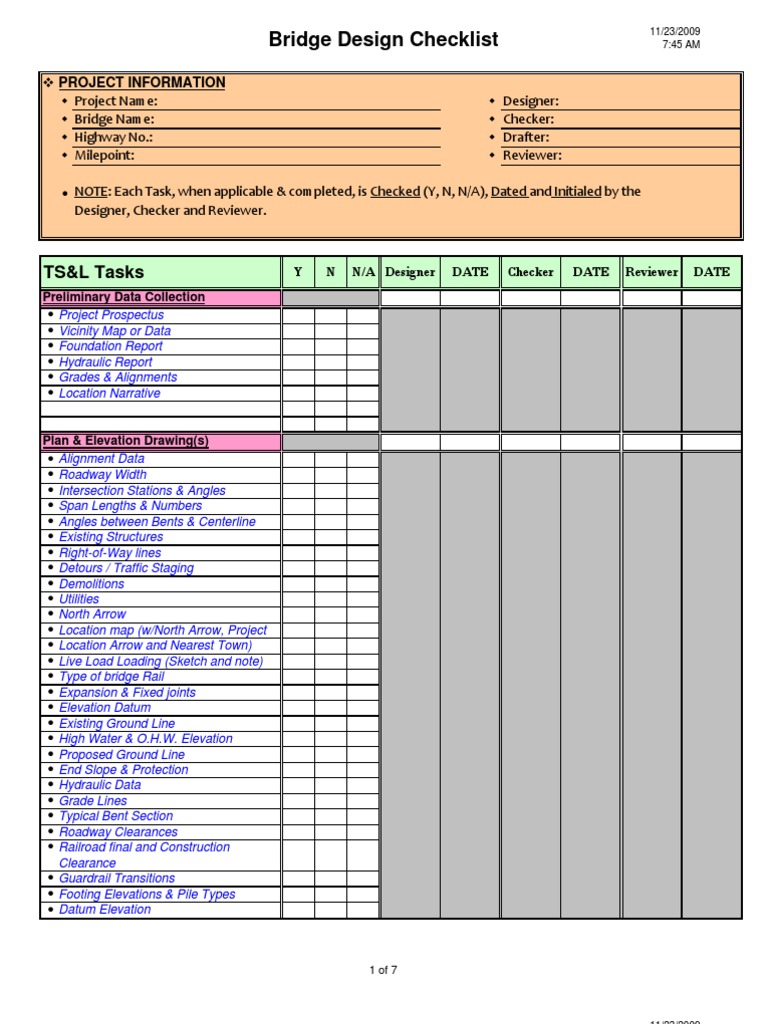 Bridge Design Checklist Rev01 | Deep Foundation | Beam (Structure)