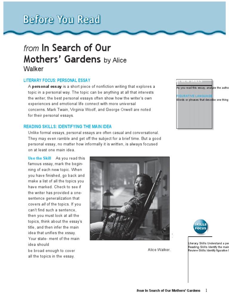 Mothers Gardens Text | PDF | Essays | Idea