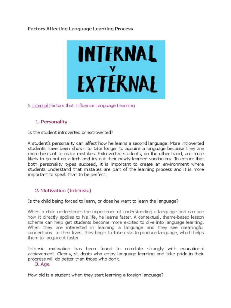 Factors Affecting Language Learning Process | PDF | Second Language ...