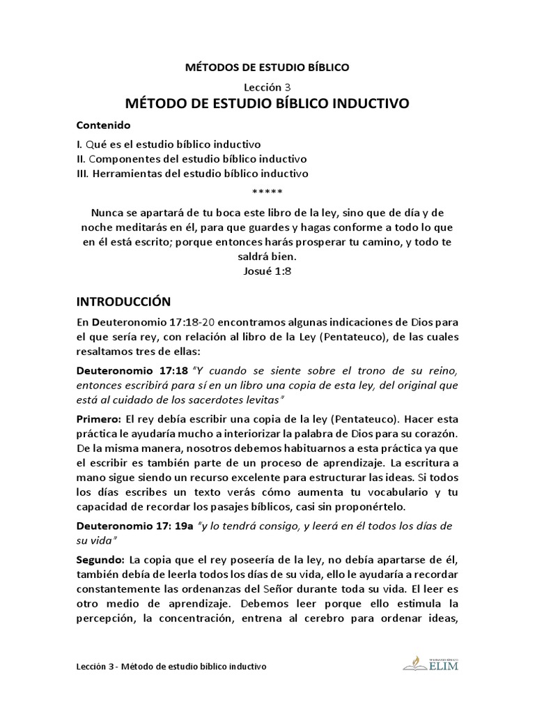 Método de Estudio Bíblico Inductivo. Rev, Did-Estilo | PDF | Biblia ...