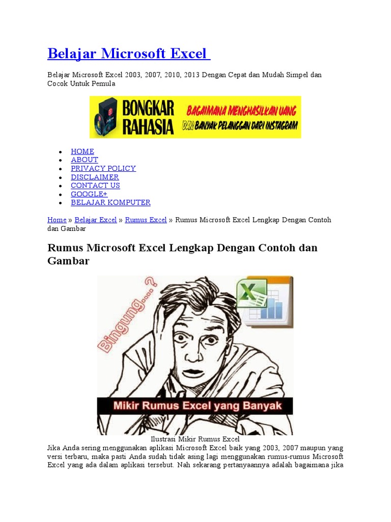 Belajar Microsoft Excel | PDF