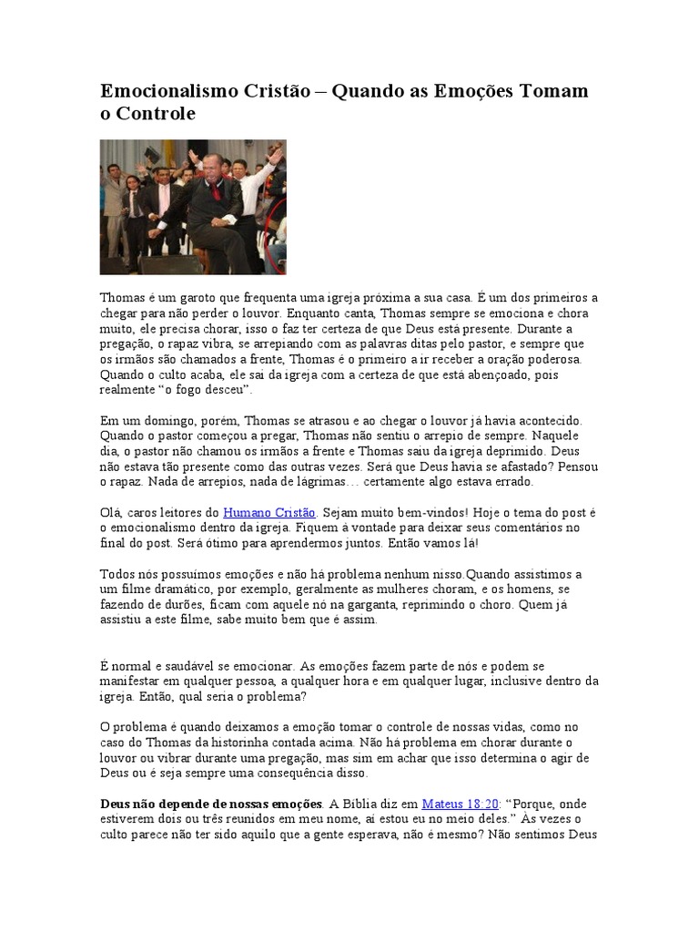 Emocionalismo Cristão | PDF | Emoções | Fé