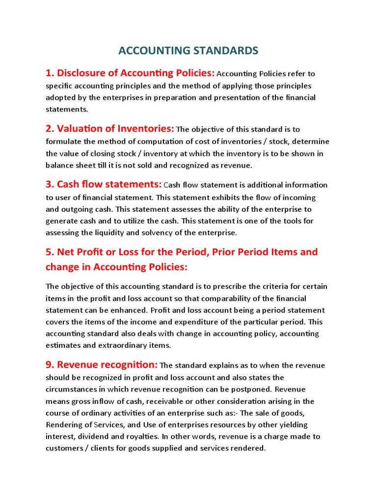 Key Accounting Standards Explained | PDF | Income Statement | Revenue