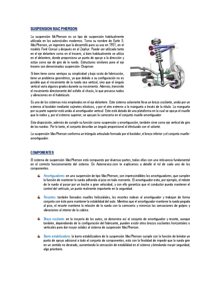 Suspension Mac Pherson | PDF | Industria del vehículo | Coche