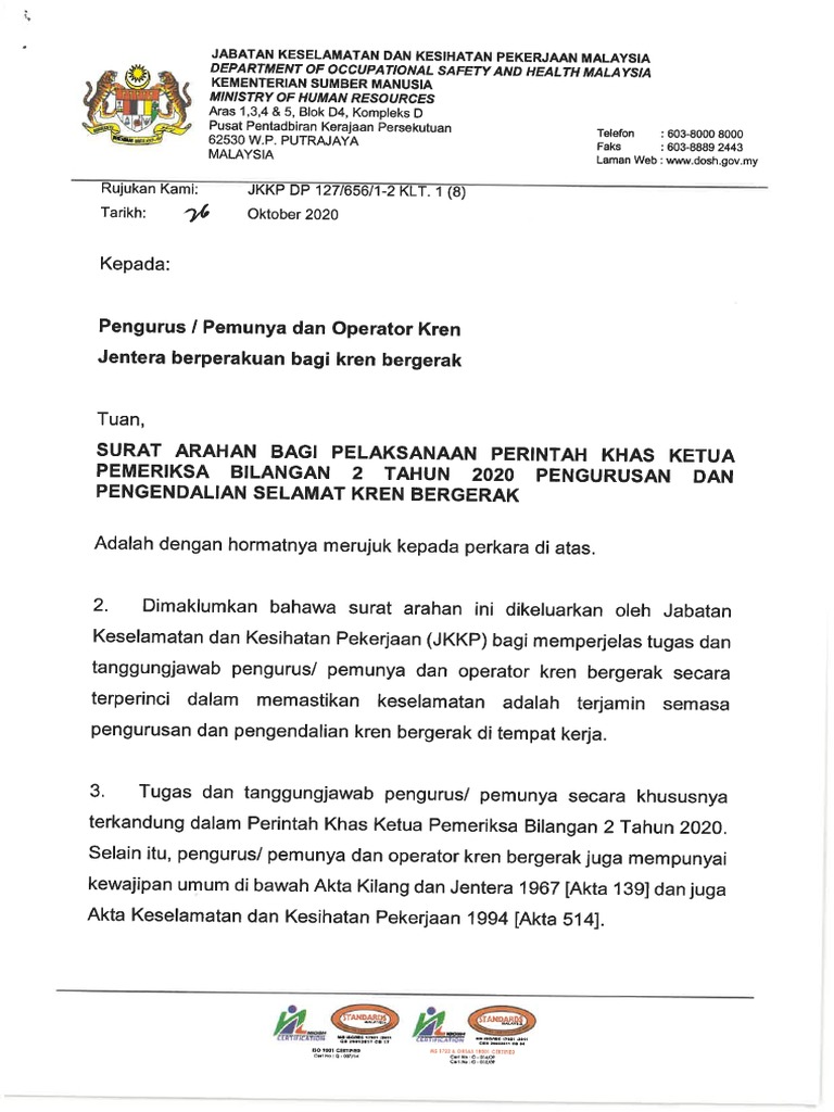 Surat Arahan Pelaksanaan Perintah Khas Bil. 2 THN 2020 | PDF