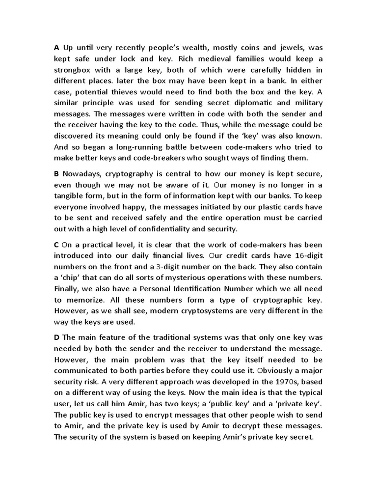 Money Reading Comprehension | PDF | Public Key Cryptography | Key ...