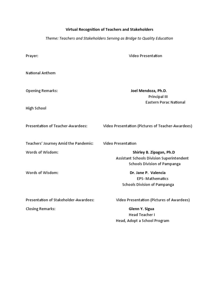 Script Completion Ceremony Pdf