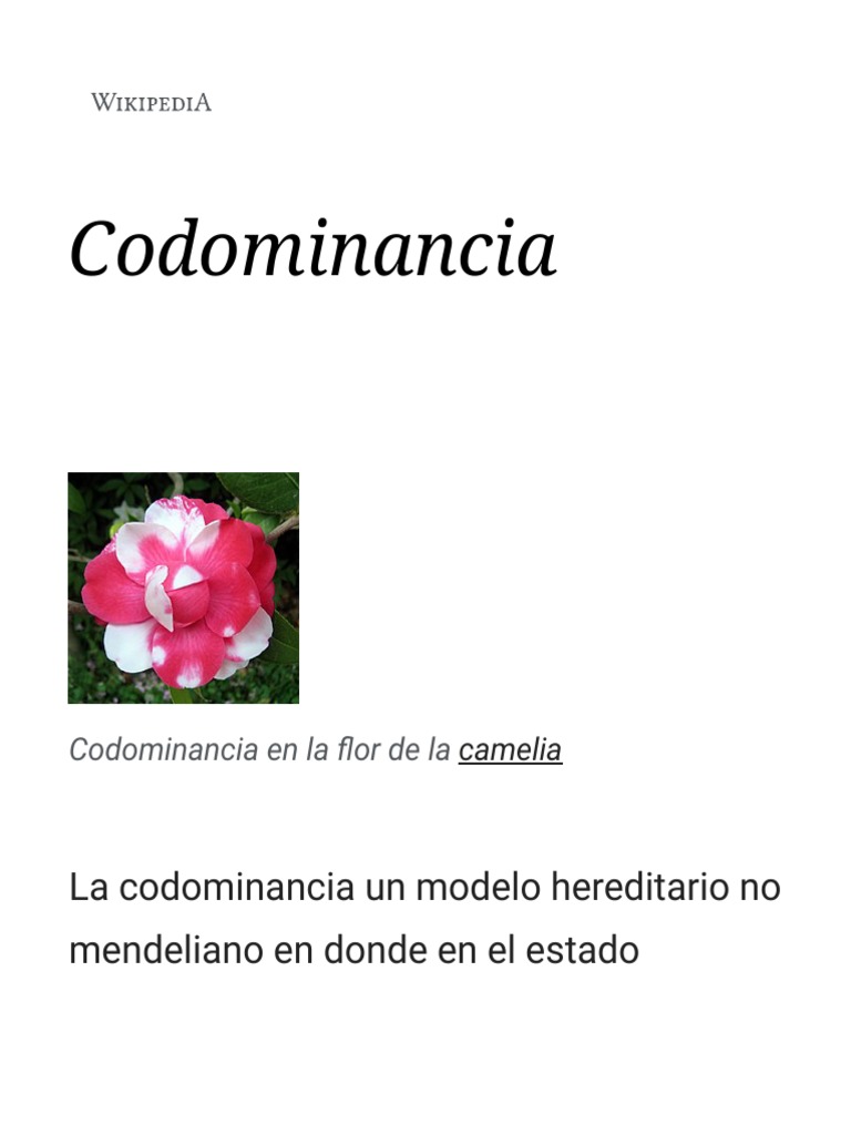 Codominancia - Wikipedia, La Enciclopedia Libre | PDF