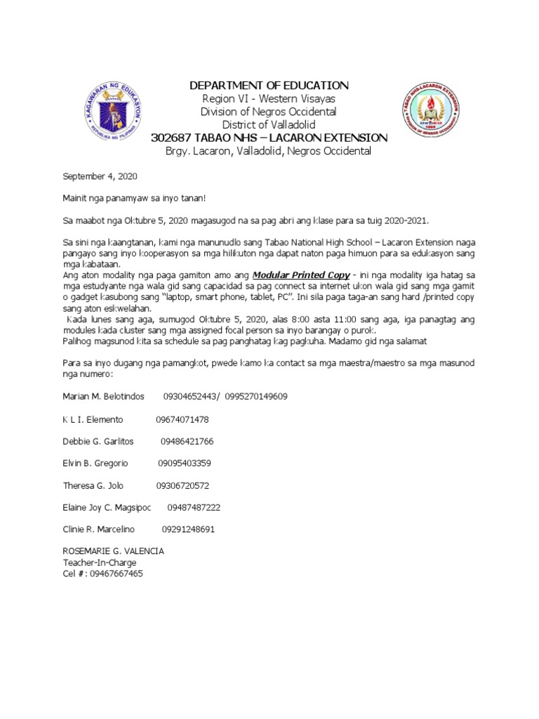 Letter Parents Orientation | PDF