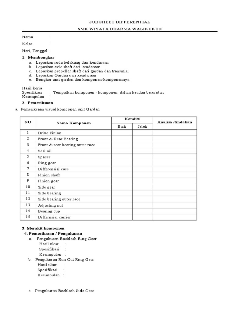 Jobsheet Gardan - Differential | PDF