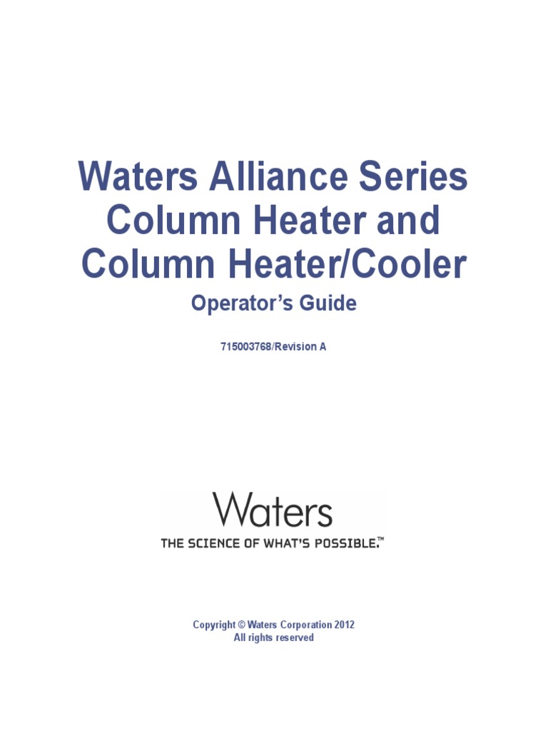 Waters Alliance Series Column Heater and Column Heater/Cooler | PDF ...