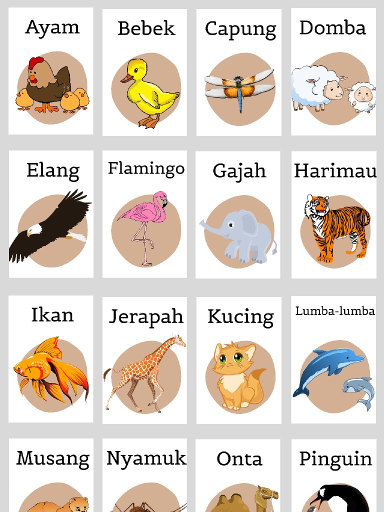 Free Printable Flashcard Binatang | PDF