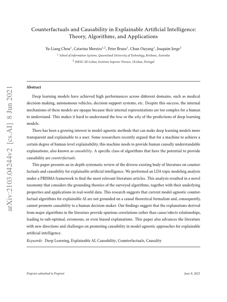 Counterfactuals and Causability in Explainable Artificial Intelligence Theory, Algorithms, and ...