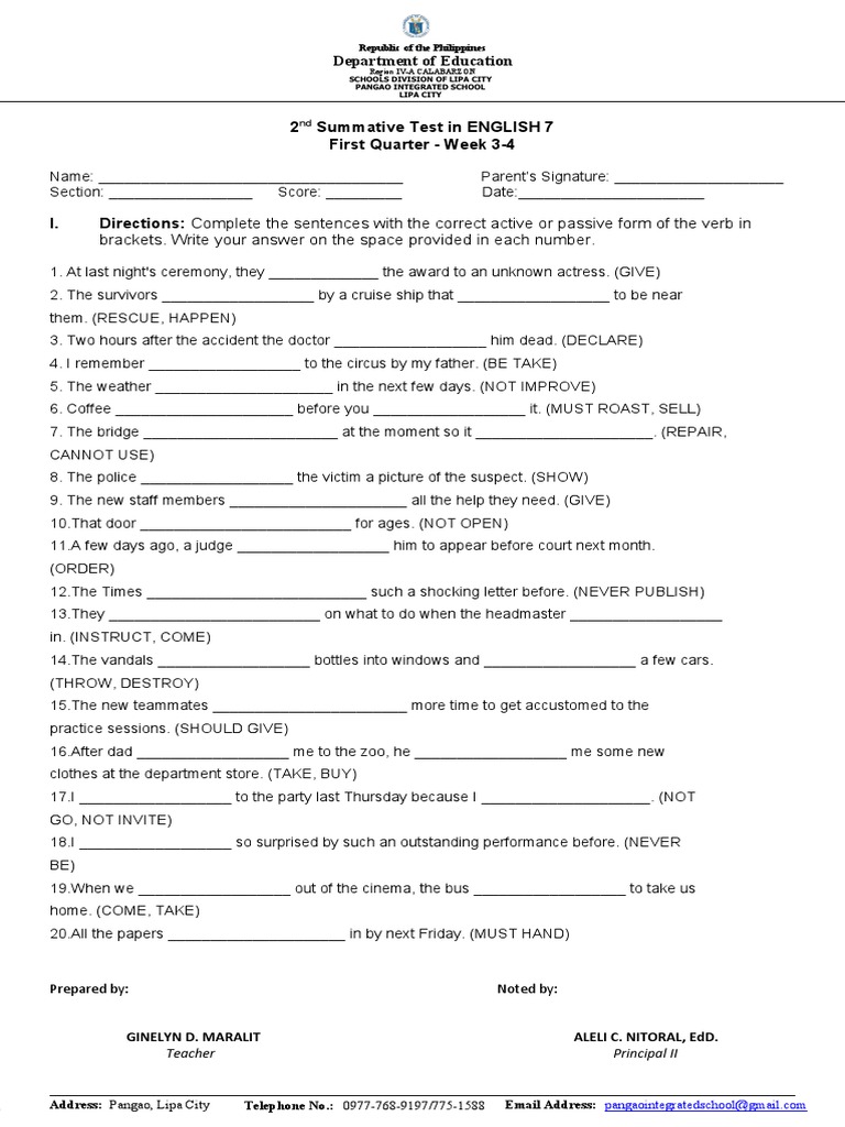 2nd SUMMATIVE TEST IN ENGLISH 7 - WEEK 3-4 | PDF