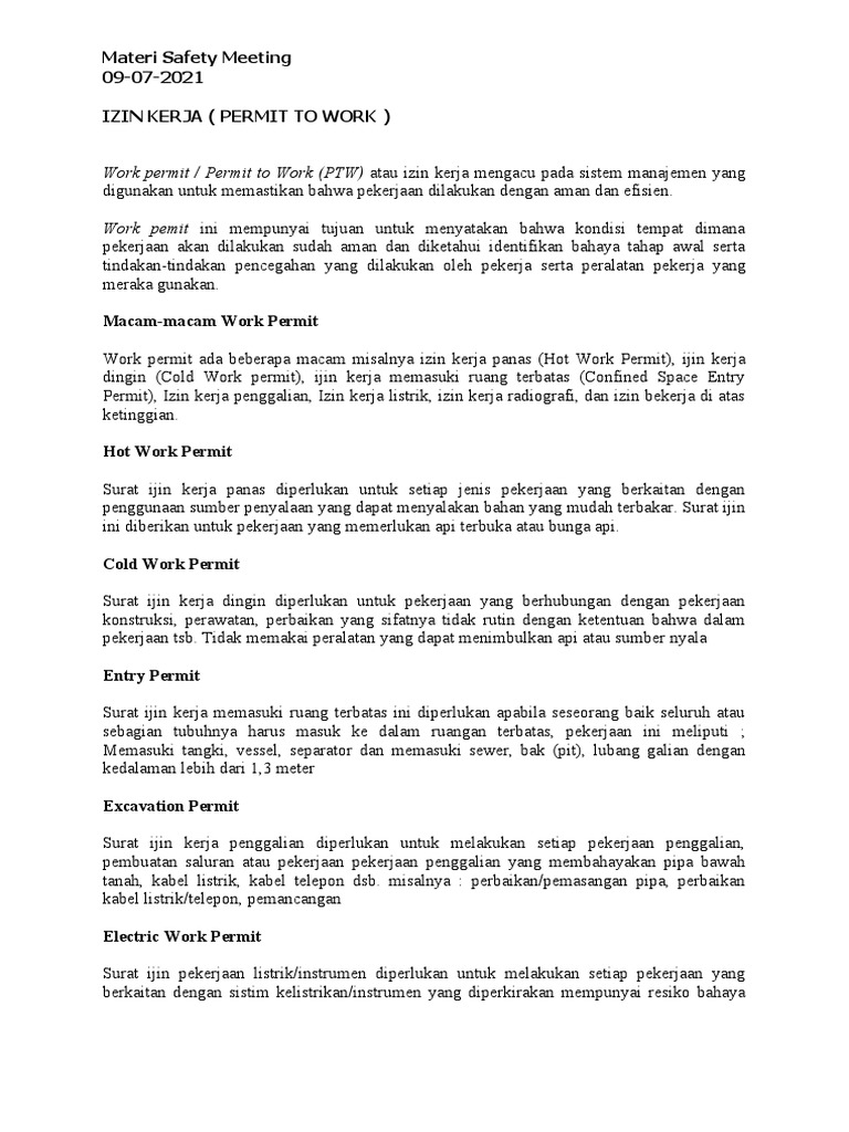 Work Permit 09-07-2021 | PDF