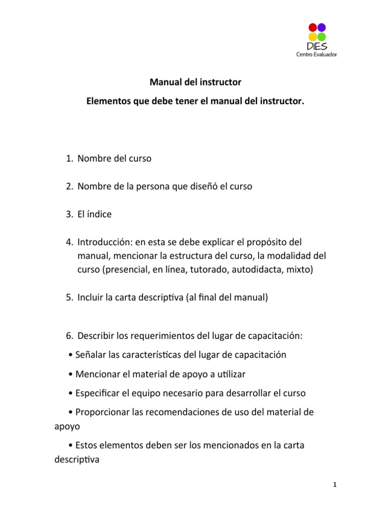 Manual Del Instructor | PDF