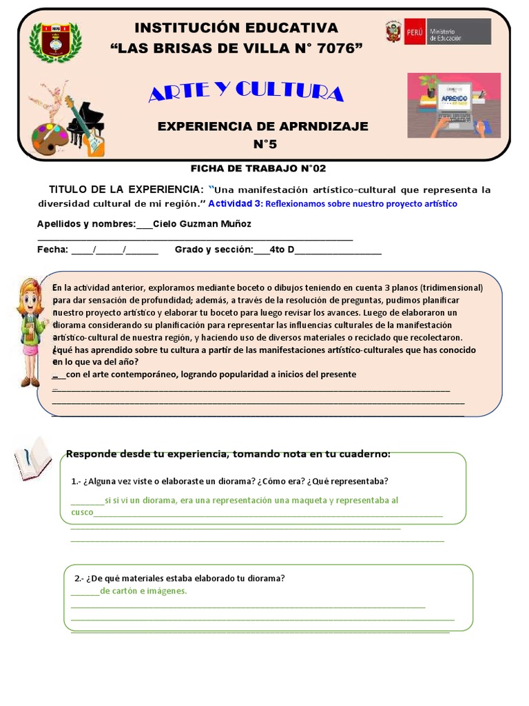 Ficha N°01 Arte y Cultura 2021 Exp. N°5 | PDF