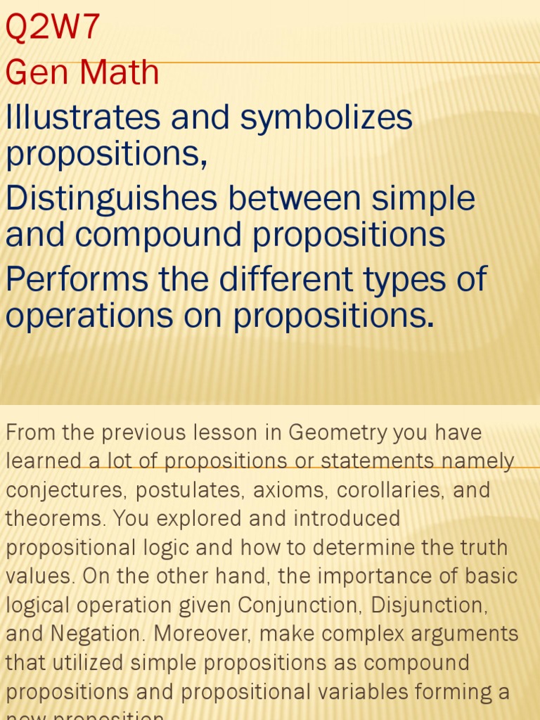 Q2W7 Slide Gen Math | PDF | Proposition | If And Only If